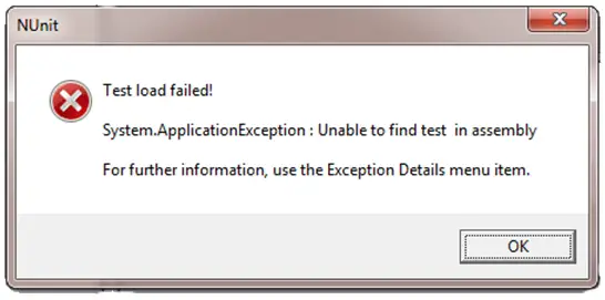 The Nunit Gui Was Giving Me Error Message